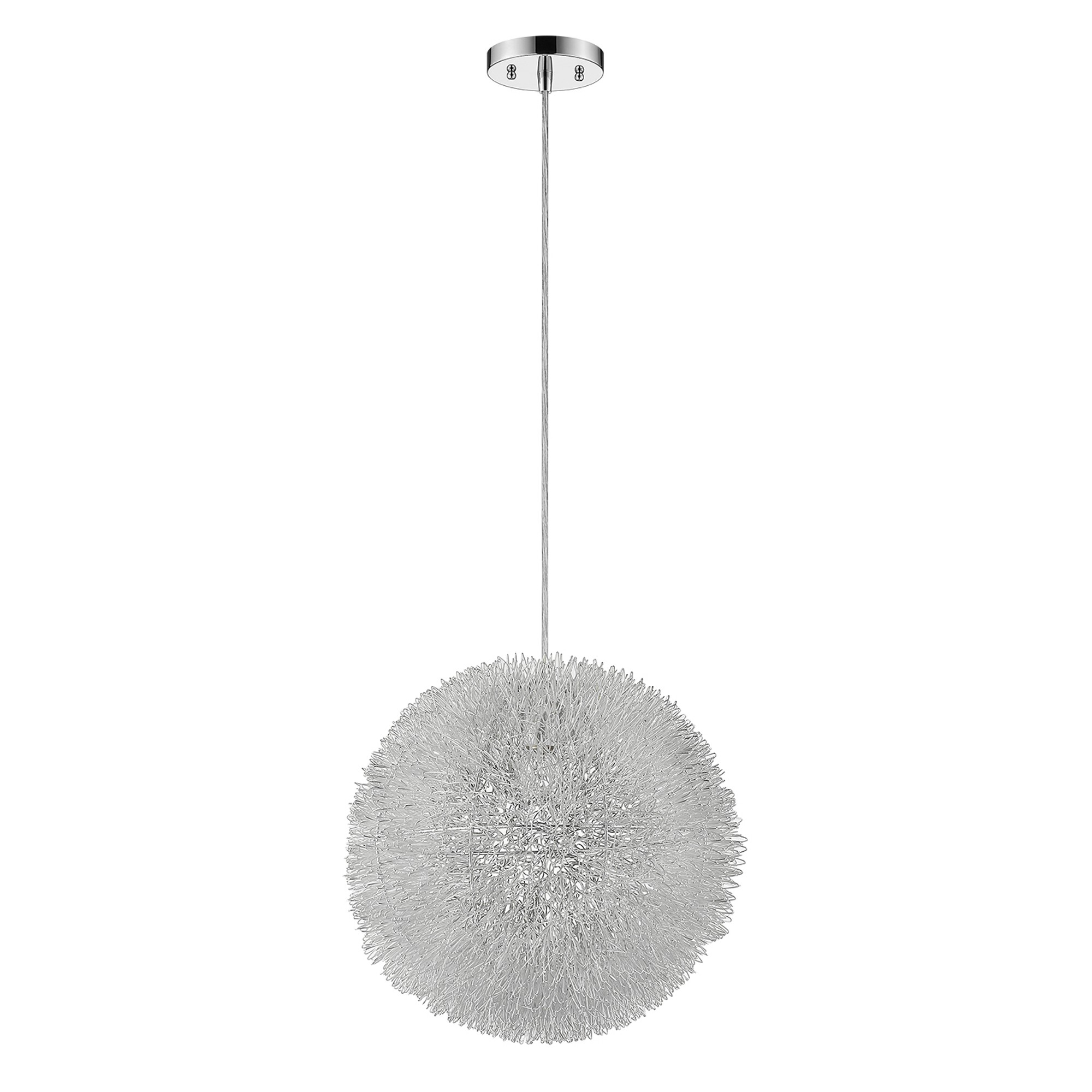 Luminary 1-Light Metallic Silver Pendant With Hand Woven Aluminum Wire ...