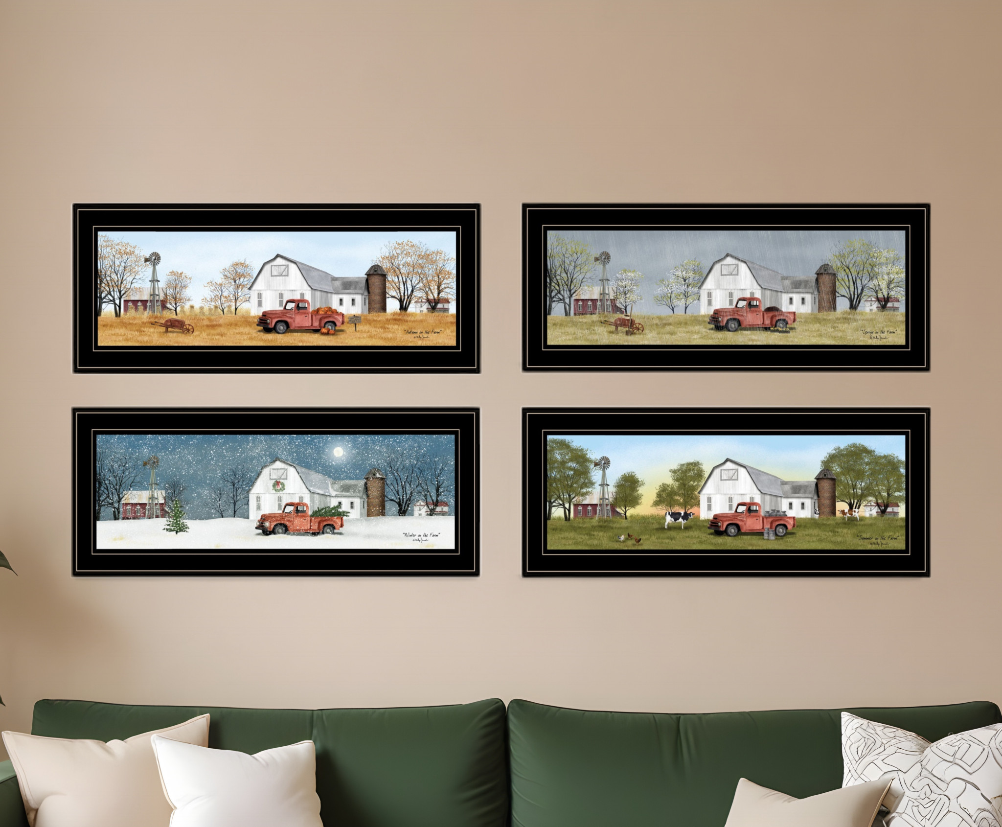 Set Of Four Billy Jacobs Four Seasons Collection V Black Frame 2 Black ...