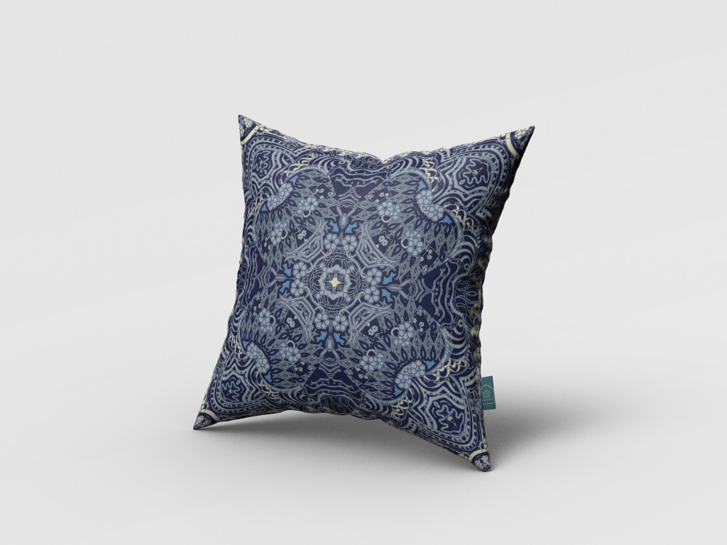 16” Indigo Boho Ornate Zippered Suede Throw Pillow | HomeRoots