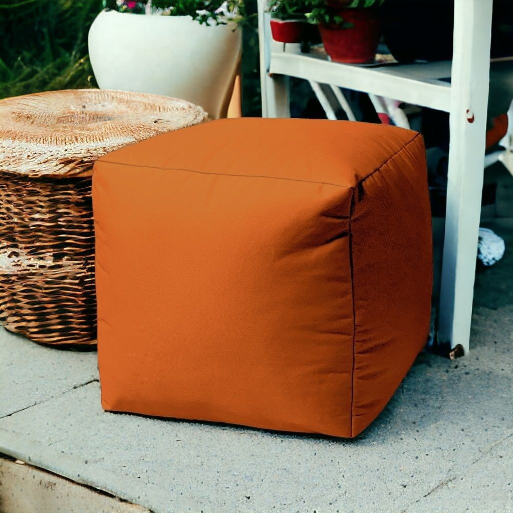 17 Cool Orange Solid Color Indoor Outdoor Pouf Ottoman