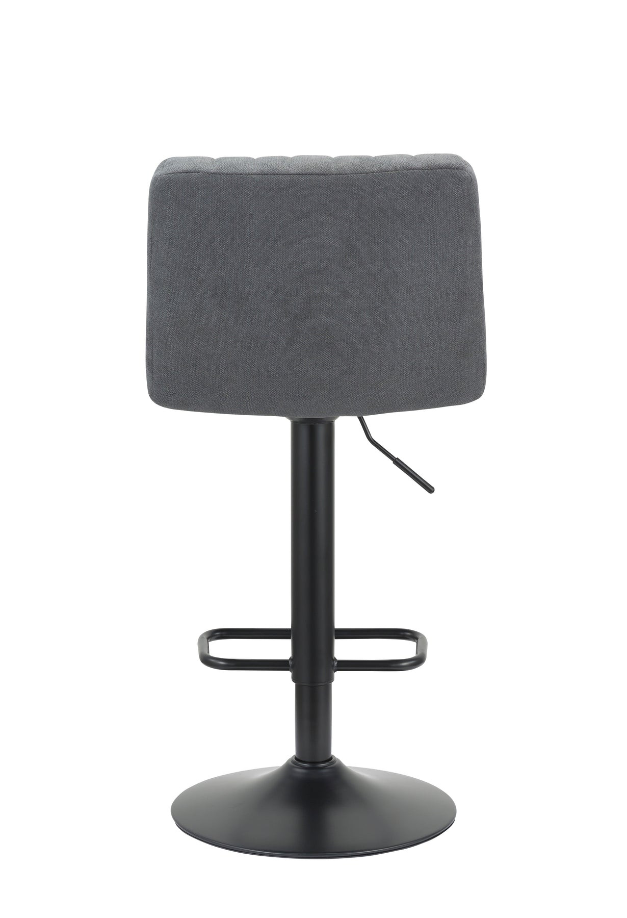 Set of Two Gray and Black Fabric and Metal Low Back Adjustable Height Bar Chairs